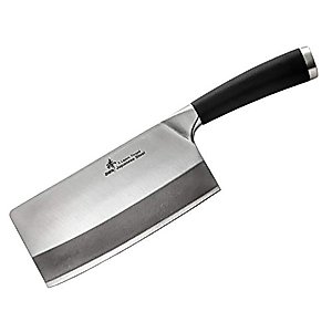 ZHEN Japanese VG-10 3-Layer Forged High Carbon Stainless Steel Light Slicer Chopping Chef Butcher Knife/Cleaver, 6.5-inch, TPR Handle -,Black