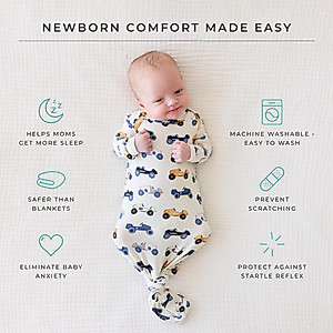 Posh Peanut Infant Gown - Unisex Soft Baby Clothes - Viscose from Bamboo Infant Layette Swaddle Wear- 0-3 Months (Enzo Knotted)