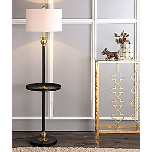 JONATHAN Y JYL3002A Evans 61" Metal LED End Table Floor Lamp, Modern, Contemporary, Traditional, Glam, Elegant, Office, Living Room, Family Room, Dining Room, Bedroom, Hallway, Foyer, Black/Brass