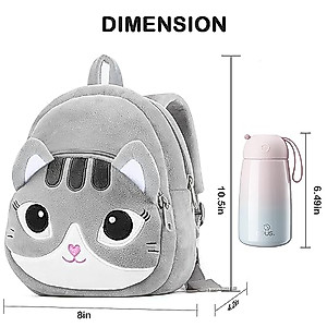 HONGTEYA Toddler Backpack Plush Cat Backpack for Kids Soft Mini Backpack for Girls Animal Cat Toys Birthday Christmas Gift for Age 1 2 3 4 5