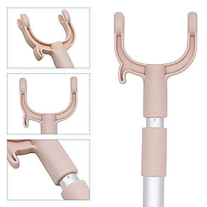 Long Reach Stick for Hanging Clothes Long Reach Closet Pole Telescoping Closet Pole Extending Closet Hook Pole with Utility Hook (Light Pink)