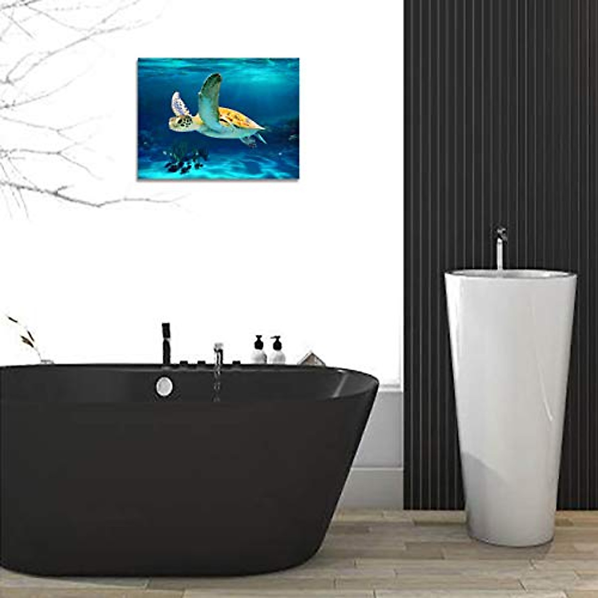 Bathroom decoration Beach decoration Turtle Art Beach bathroom decoration Turtle picture artwork Marine decoration Canvas printing canvas wall art Hawaiian decoration Frame printing bedroom ready
