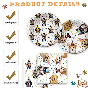 Dog Birthday Party Supplies Serves 20, Puppy Party Decorations Dog Party Plates Banner Napkins Paws Balloons Table Cover and Cake Topper for Doggy Kids Dog Party Decorations