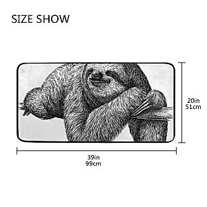 Sloth Kitchen Floor Mat Door Mats Inside Outside Front Doormat Non Slip Kitchen Rug for Home, 39" x 20"