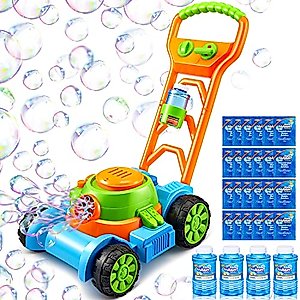 Sloosh Bubble Lawn Mower Toddler Toys - Kids Toys Bubble Machine Summer Outdoor Toys Games, Automatic Bubble Mover Push Toy for Age 1 2 3 4 Year Old Preschool Baby Boys Girls Birthday Gifts (Blue)