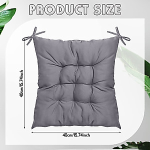 Sanwuta 6 Pcs Seat Cushions Set Chair Cushion Dining Chair Cushion Comfort Chair Pads Chair Mat for Dining Office Room Kitchen Chair Cushions with Ties Desk Chair Pad for Indoor Outdoor (Gray)