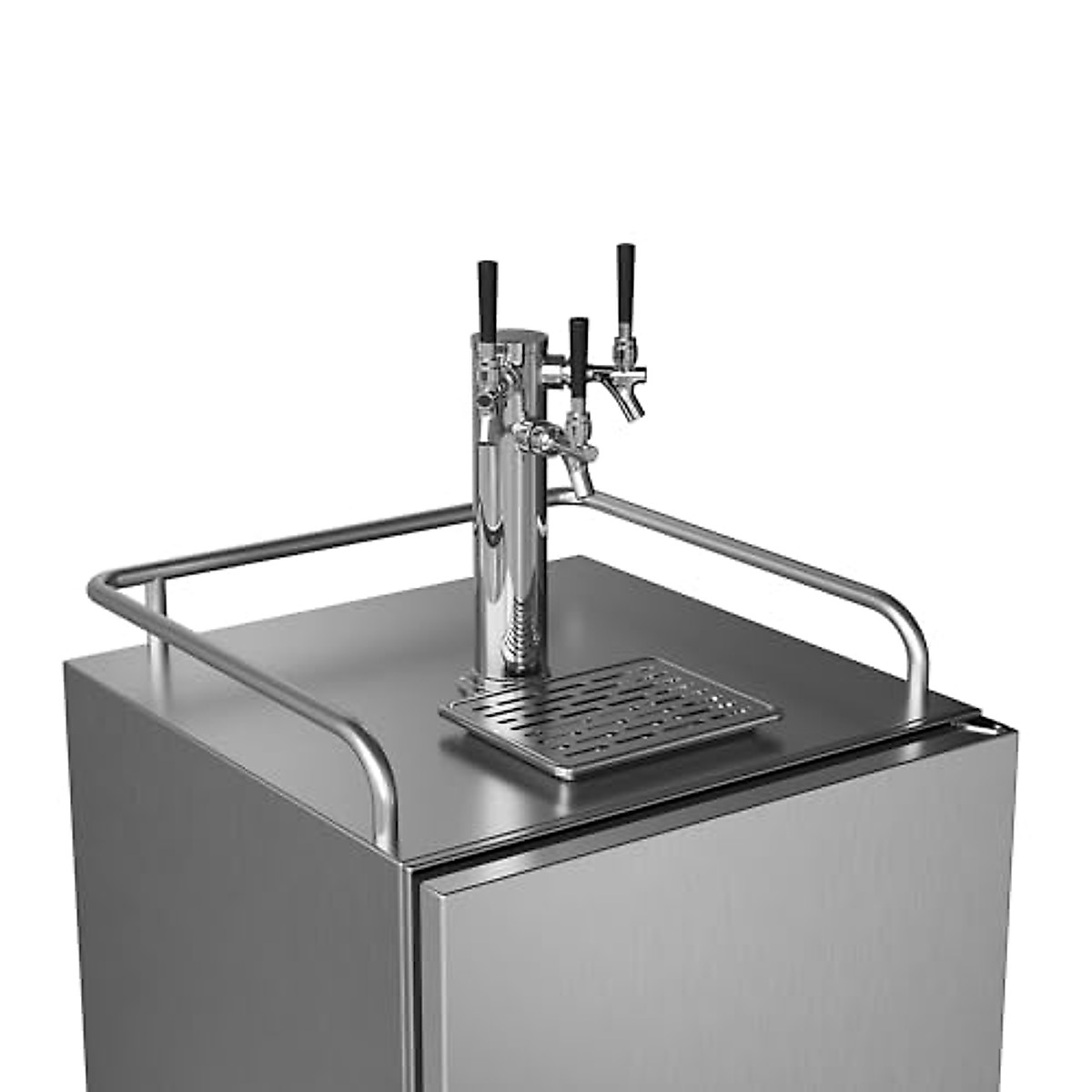 EdgeStar KC7000SSTRIP Full Size Triple Tap Tower Cooled Built-In Kegerator - Black and Stainless Steel