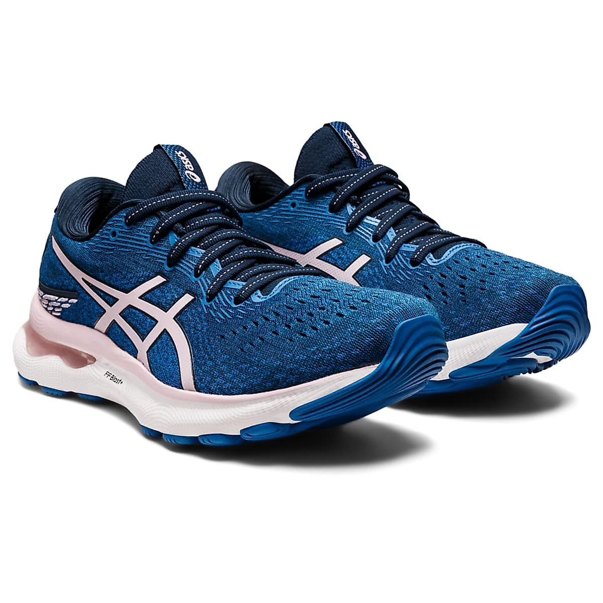 ASICS Women's Gel-Nimbus 24 Running Shoes, 9, French Blue/Barely Rose