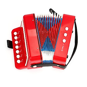 Tosnail Kids Accordion Toy 10 Keys Buttons Control Mini Musical Instruments for Children, Kids, Toddlers, Early Childhood Development - Red