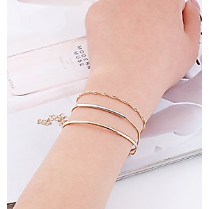 XOCARTIGE Charm Bracelets Set Bohemian Multiple Layered Beaded Bracelet for girls Delicate Chain Bracelet Bangle Cuff (Multicolor)