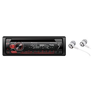 Pioneer DEH-S31BT in Dash CD AM/FM MP3 Bluetooth Audio Streaming , USB , Spotify , Pandora Control , Android Music Support , Smart Sync App Car Stereo Receiver with ALPHASONIK Earbuds