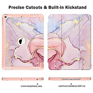 PIXIU Compatible with Pad 9.7 inch Case with Pencil Holder,pad 6th /5th Generation Cases,Full Body Protective Folio Leather Smart case Cover with Wake/Sleep Feature (Purple Marble)