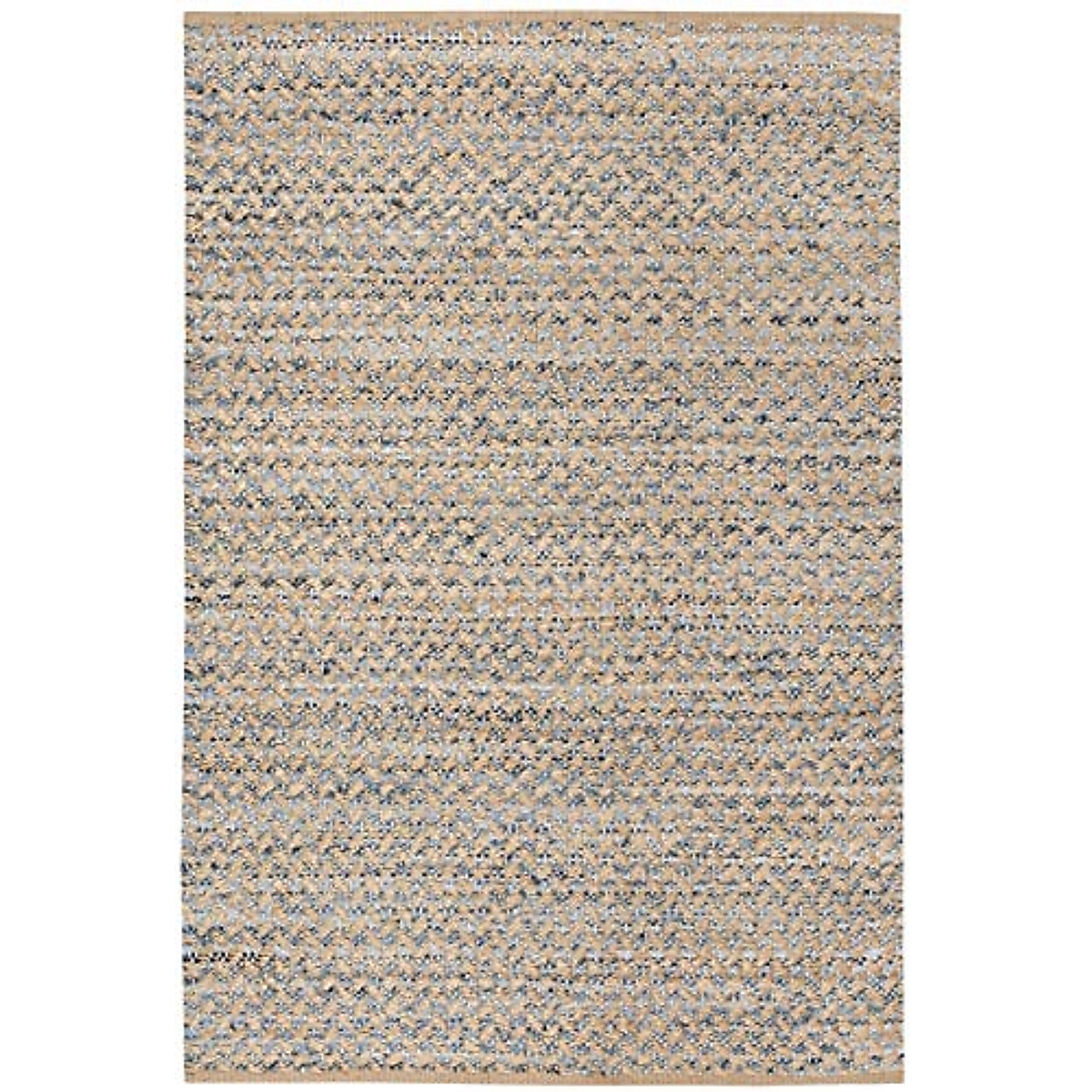 SAFAVIEH Cape Cod Collection Accent Rug - 4' x 6', Blue & Natural, Handmade Boho Braided Jute, Ideal for High Traffic Areas in Entryway, Living Room, Bedroom (CAP305M)