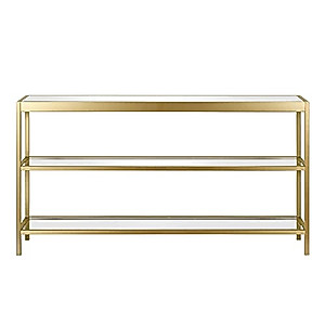 Henn&Hart 55" Wide Rectangular Console Table in Brass, Entryway Table, Accent Table for Living Room, Hallway