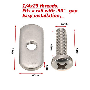 RANDDER 4 Pack Stainless Steel Kayak Rail/Track Screws & Track Nuts Hardware Gear Mounting Replacement Kit for Kayaks Canoes Boats Rail