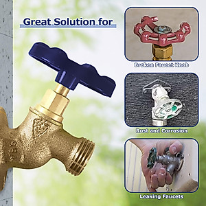 Dreyoo 2 Pack Outdoor Faucet Handles, Oval Spigot Handles Compatible with Arrowhead PK1290, 12 Point Faucet Knob for Outside Hose Bibb, Garden Valves and Frost Proof Wall Hydrants (Blue)