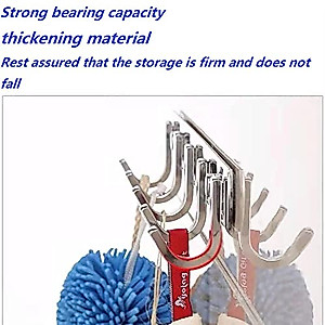 HSXJJ Wall Mounted Coat Hook Rack 304 Stainless Steel Towel Rack and Key Rack, Wall Mounted 6 Square Coat Hooks