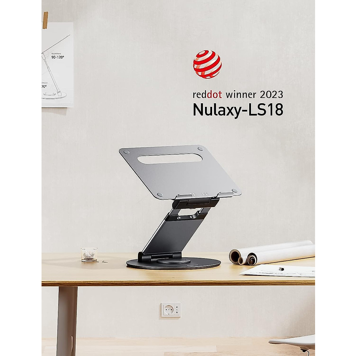Nulaxy Telescopic 360 Rotating Laptop Stand for Desk Adjustable Height Swivel Pull Out Design Ergonomic Laptop Riser Fits All MacBook, Laptops - LS18