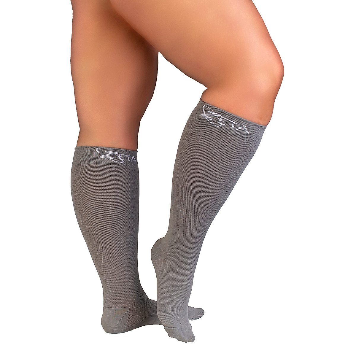 Zeta Wear Plus Size Leg Sleeve Support Socks - The Wide Calf Compression Socks Men and Women Love for Its Amazing Fit, Cotton-Rich Comfort, Compression & Soothing Relief, 1 Pair, 3XL, Gray