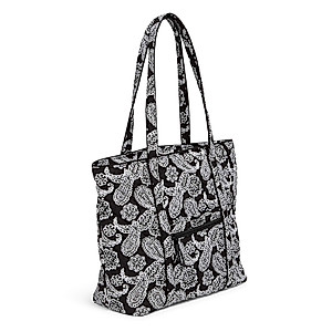 Vera Bradley Women's Cotton Collegiate Vera Tote Bag (Multiple Teams Available), Oklahoma State University Black/White Bandana, One Size
