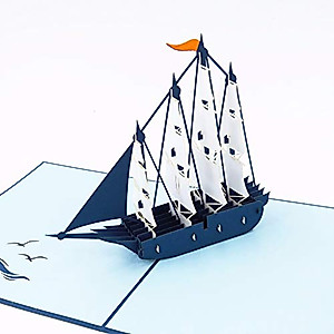 Clipper Ship 3D Pop Up Greeting Card - Sailboat, Ocean, Happy Birthday, Just Because, Special Days, Retirement, Graduation, Friendship,Anniversary Card, Unique Gifts For Men, Women | Pop Card Express (Clipper Ship Pop Up Card)