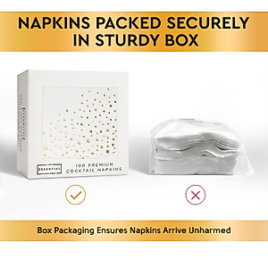 Stylish Gold Cocktail Napkins, Disposable 5x5 Inch Gold Paper Napkins, 100 Gold Star Napkins, 3 Ply White and Gold Napkins, Holiday Cocktail Napkins, Paper Christmas Cocktail Napkins