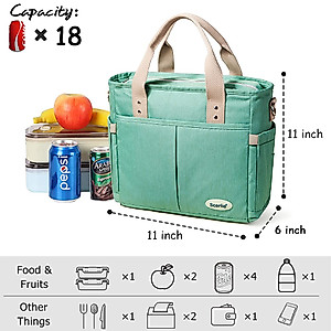 Scorlia Insulated Lunch Bags for Women Work, Extra Large Lunch Tote Bag With Removable Shoulder Strap, Durable Reusable Cooler lunch Box with Side Pockets, Tall Drinks Holder for Women&Men, Purple