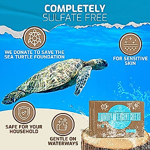 Laundry Sheets, 100 Loads - Zero Waste, Plastic and Scent Free, Natural Soap Detergent - Unscented Travel Size Essentials for Washing Clothes