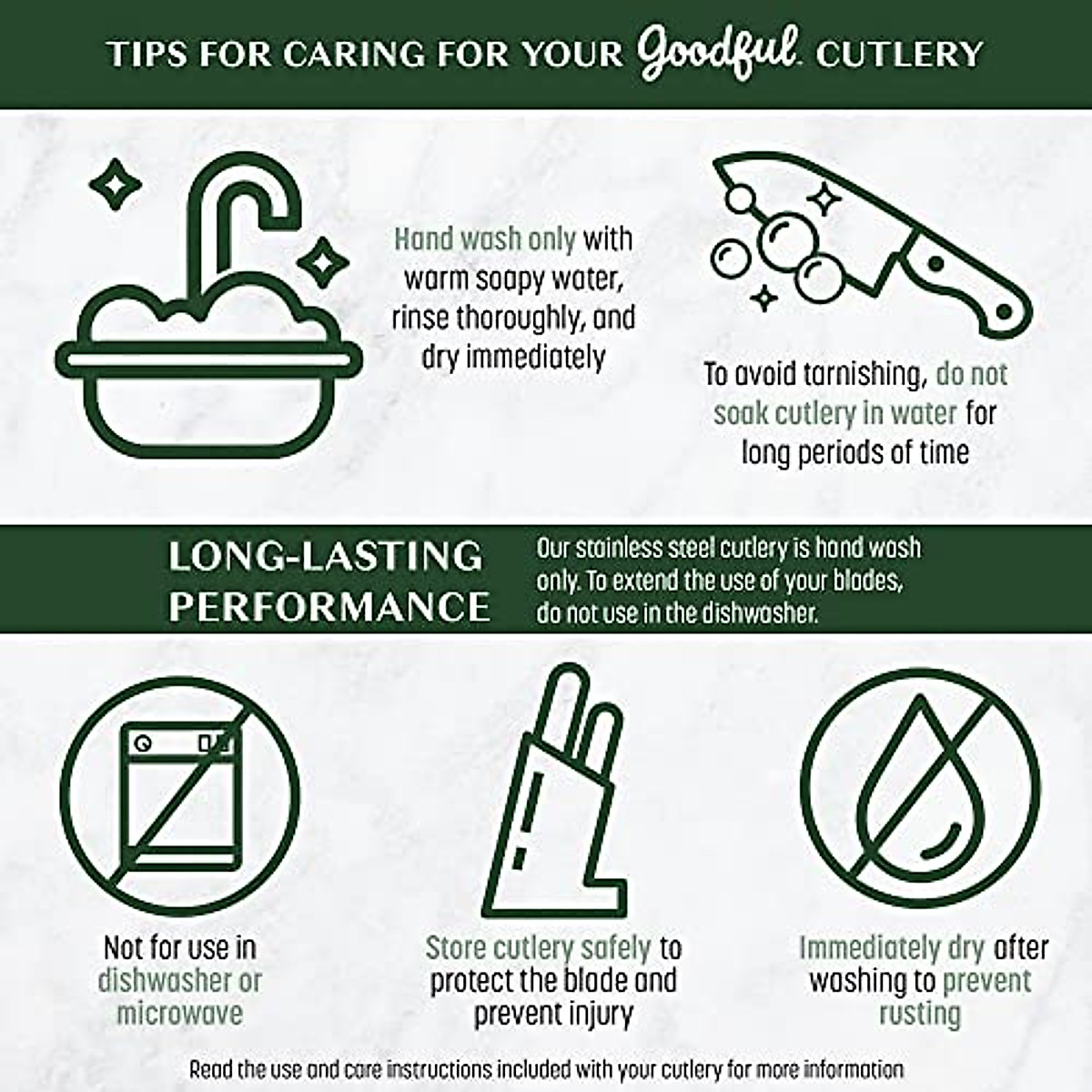 Goodful Premium Knife Set, Sharp High Carbon Stainless Steel Blades with Storage Block, 7 Pieces, Charcoal Gray