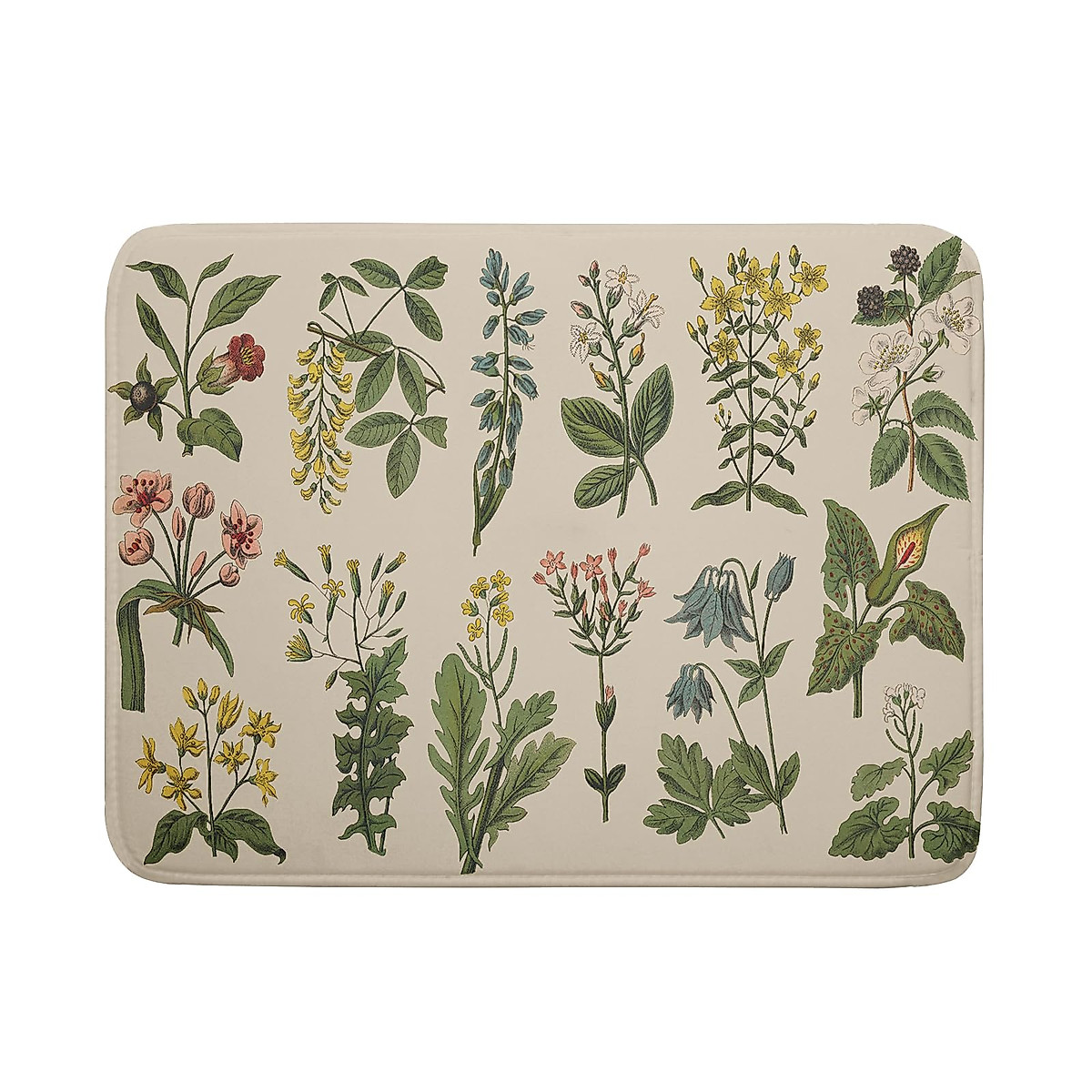 Flower Herbs Dish Drying Mat for Kitchen Counter Decor 18x24 Inch Absorbent Reversible Wild Plant Dish Mat Microfiber Drying Pad Sage Leaves Dish Drainer Rack Mats for Coffee Bar…