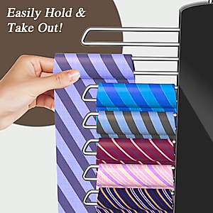 Dolinvo Tie Rack Tie Hanger 2Pack, Premium Wooden Tie Organizer 40 Storage Capacity Tie Holder for Closet,360 Degree Space Saving Ties/Belt/Scarves Hanger for Men,Black