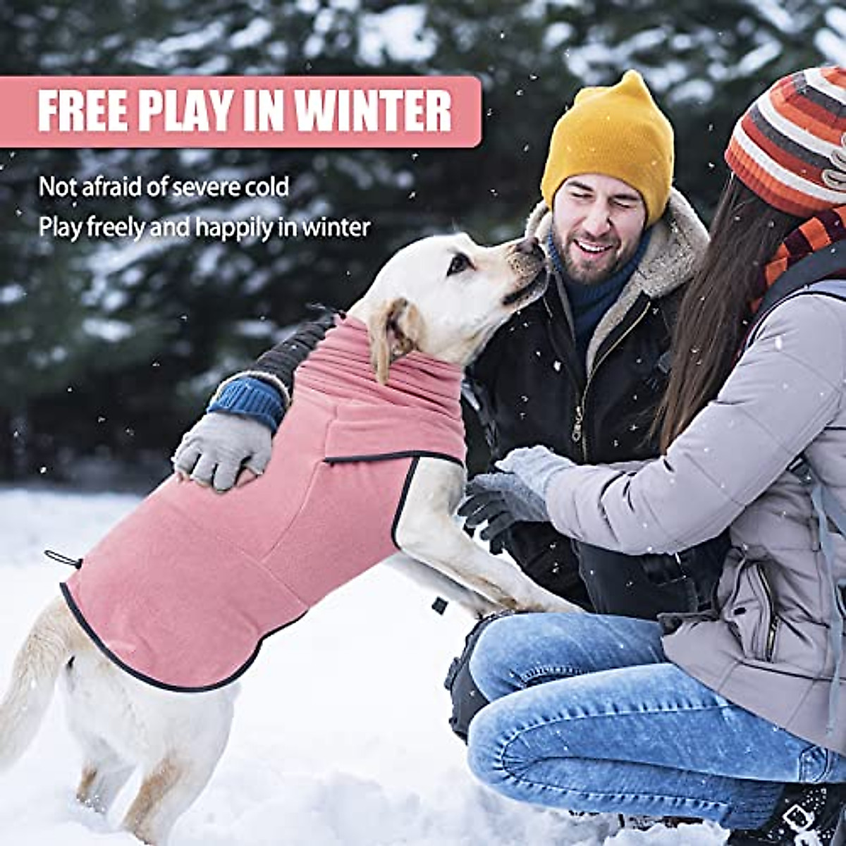 ROZKITCH Dog Sweater for Cold Weather, Extra Warm Polar Fleece Dog Coat, Dog Jacket with Turtle Neck, Soft Dog Vest, Snow Coat for Dogs, Dog Pullover, Dog Winter Clothes for Small Medium Dogs Pink
