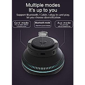 VR robot Noise Cancelling Over Ear Deep Bass Wireless Headphones Bluetooth 5.1 Stereo Foldable Headset Multicolor LED Light Built-in Mic Earphone for Phone Black