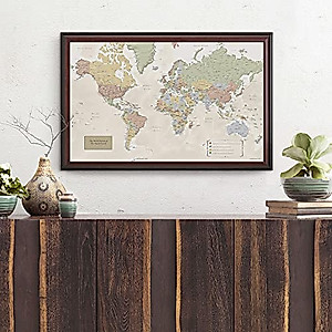 Map Your Travels Deluxe Push Pin World Map | Premium Wood Frame | Personalized Gift Map | Handmade in Minnesota | 33" x 21"