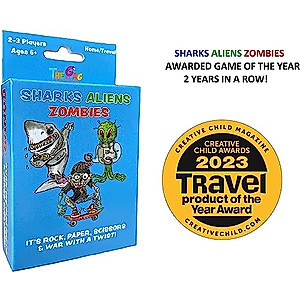 TheGag Sharks Aliens Zombies: Fun Card Game for Kids Played Like Rock Paper Scissors War for Family Game Night Gift Giving Stocking Stuffer