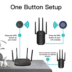 Ancatus-WiFi Extender AC1200, Supports WPS, Covers up to 1200 sq.ft. and 25 Devices, 1200Mbps Dual Band WiFi Booster with External Antennas, WiFi Repeater, Repetidor de Señal, Wall Plug Design(A2)