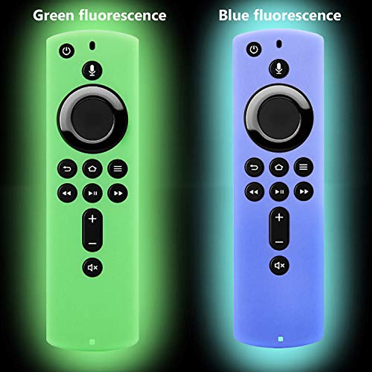 [2 Pack] Firestick Remote Cover Case (Glow in the Dark) Compatible with Fire TV Stick 4K Alexa Voice Remote Control (Green & Sky Blue)