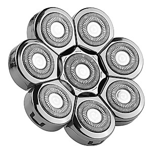 Men's Electric Razor Replacement Heads,8 Blades 8D Floating Rotary Razor Replacement Heads, Beard Razor Blade Electric Replacement Cutter Razors Heads,Silver