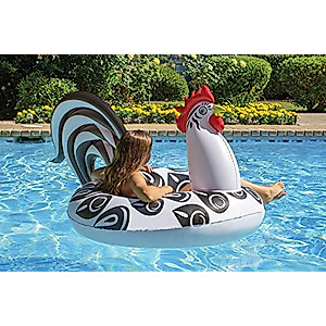 Poolmaster Rooster Inflatable Swimming Pool Party Float (48 Inch), Black/White/Red