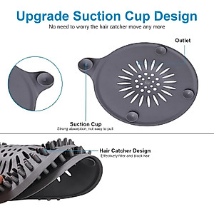 2 Pcs Silicone Shower Drain Hair Catcher with Sucker, Sink Strainer Hair Catcher, Shower Drain Cover, Shower Hair Stopper Drain Protector for Bathroom Bathtub Kitchen White + Grey