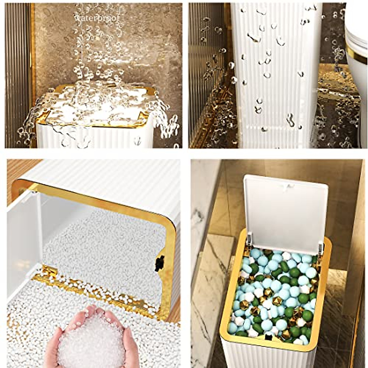 3.3 Gallon Rectangle Trash Can with Top Press Lid，Plastic Slim Garbage Bin, Wastebasket for Narrow Spaces, Kitchen, Bathroom,Bedroom