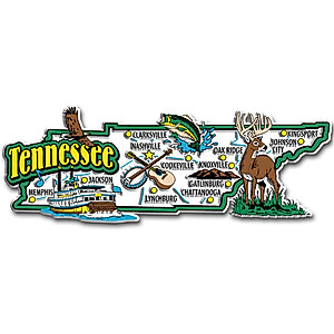 Tennessee Jumbo State Magnet by Classic Magnets, 5.5" x 2", Collectible Souvenirs Made in The USA