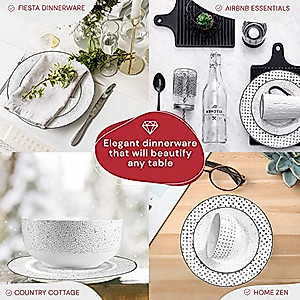 Safdie & Co. - Black & White Sketch Plates and Bowls Sets, Modern Dinnerware Set, Kitchen Dinnerware Sets, Indoor and Outdoor Plates, 12-Piece Kitchen Plates and Bowls Set, Dishwasher Safe