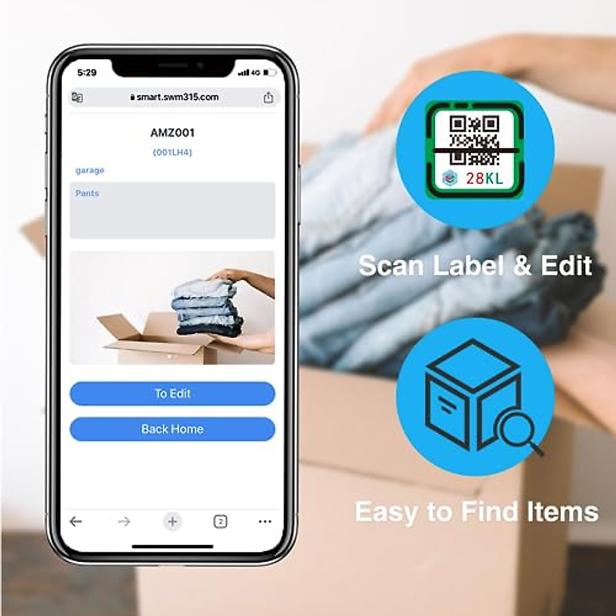 QR Code Labels for Storage & Organization Smart Moving Labels Pack and Track Labels with QR Code for Inventory, Storage – 48 Stickers (QR Code Labels for Storage - 48pcs)