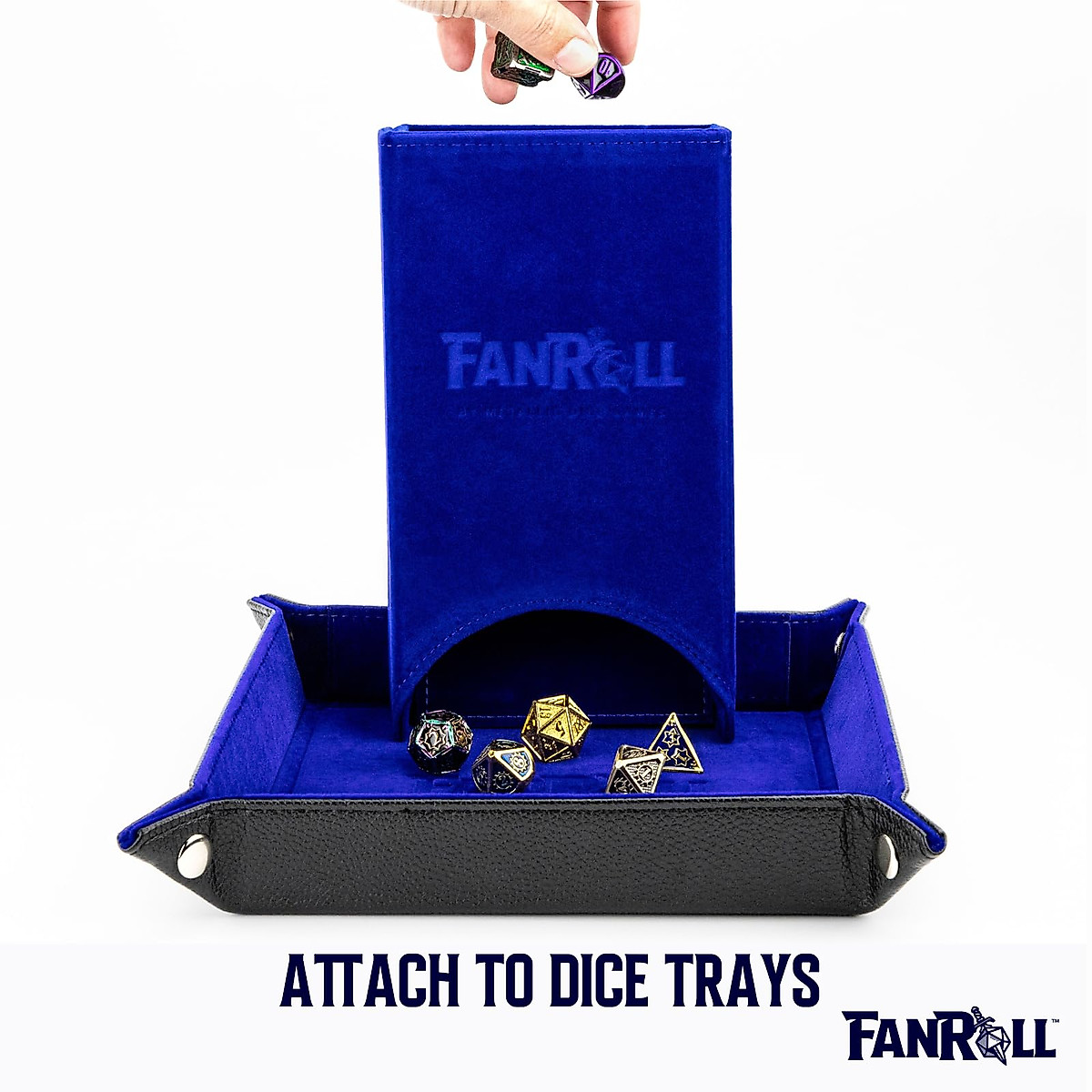 Metallic Dice Games FanRoll Fold Up Dice Tower: Blue, Role Playing Game Dice Accessories for Dungeons and Dragons