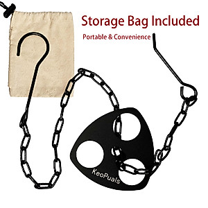 Camping Tripod Board Accessories - Turn Branches into Campfire Tripod for Cooking Portable Camping Gear with Adjustable Chain Camp Grill Accessories Stainless Steel Picnic Hiking Black