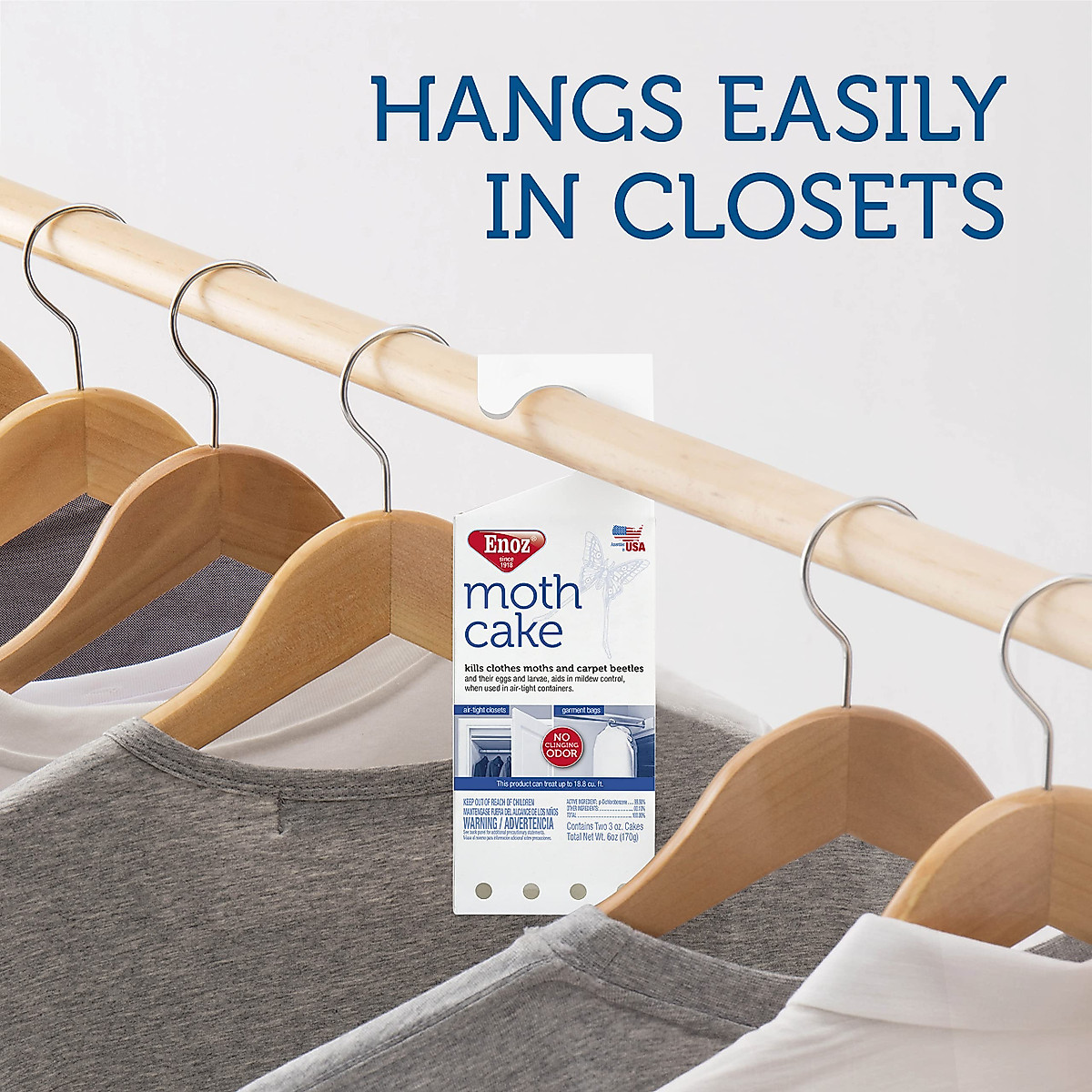 Enoz Moth Cake Kills Clothes Moths, Carpet Beetles, and Eggs and Larvae