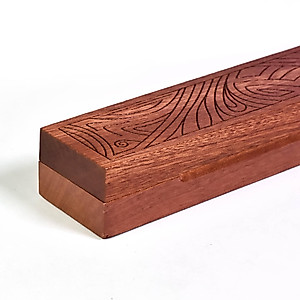 Poludie Wooden DND Dice Box, Dice Holder Case with Felt Lined Magnetic Lid for D&D Tabletop Game - Acacia (Nordic Palace Carving-Black)