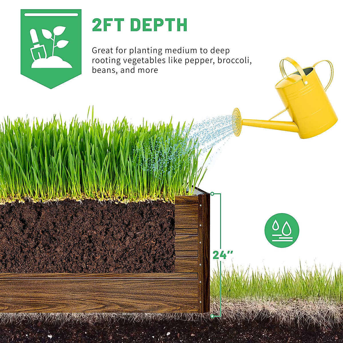 SnugNiture 2 Pcs 4x2x2FT Raised Garden Bed Galvanized Planter Garden Boxes Outdoor, Deep Root Planter Raised Bed for Vegetables Flowers Herbs,Brown