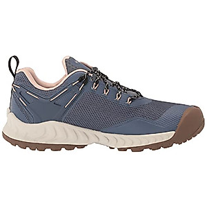 KEEN Women's-NXIS Evo Low Height Waterproof Fast Packing Hiking Shoes, Vintage Indigo/Peachy, 7.5
